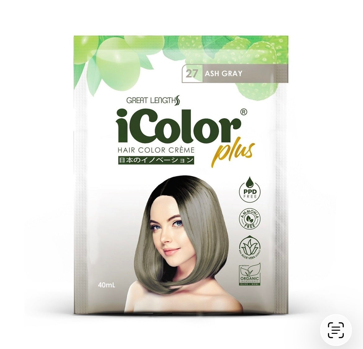 iColor Plus Hair Color Creme - ( Color: 27 ASH GRAY ) sold as x1 sache ...